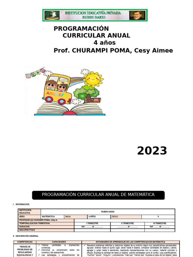 PROGRAMACIÓN ANUAL 4 AÑOS (1) | PDF