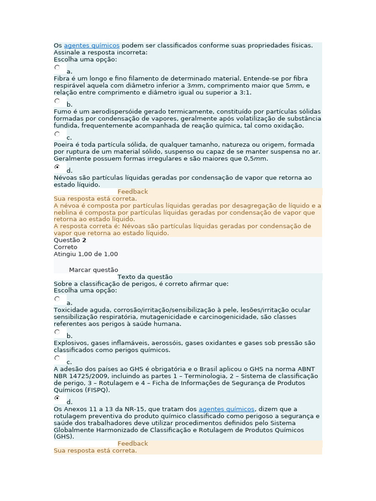 PROVA - MODULO 2 - AVALIACAO DE QUIMICOS | PDF
