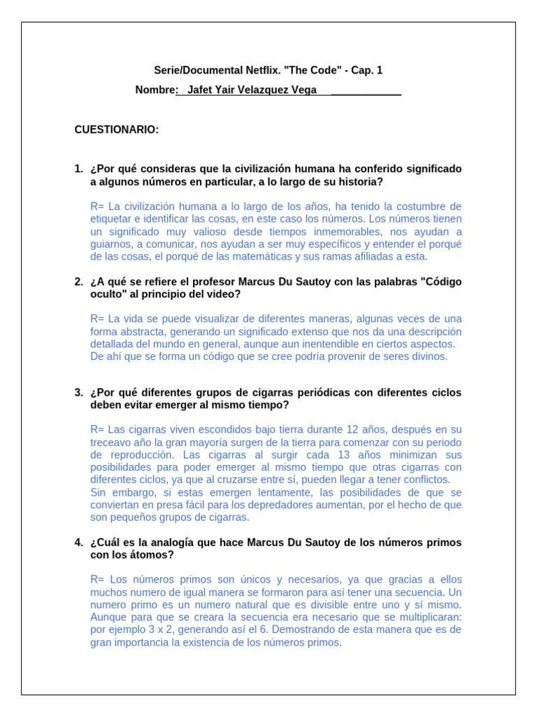 The Code Netflix Cuestionario | PDF