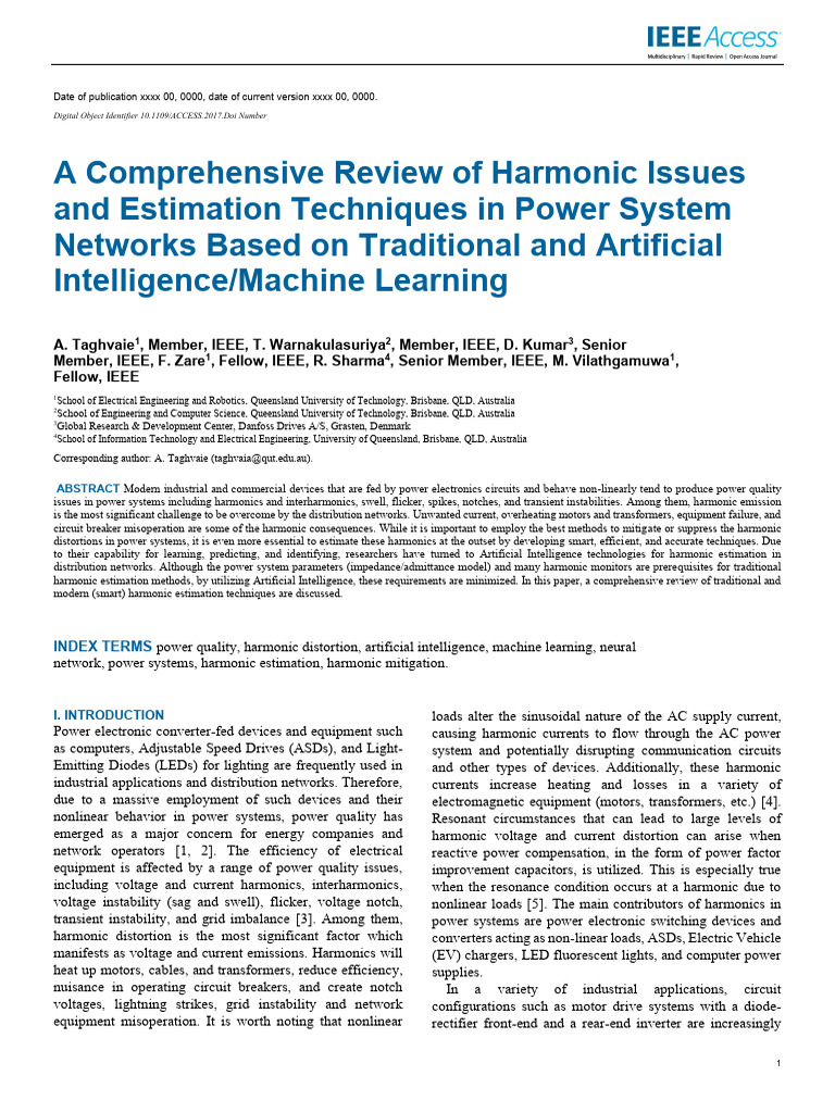 A Comprehensive Review of Harmonic Issues and Esti | PDF