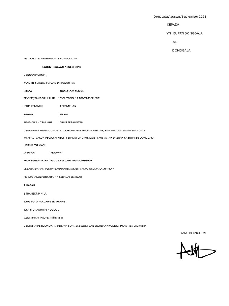 Surat Lamaran Shella | PDF