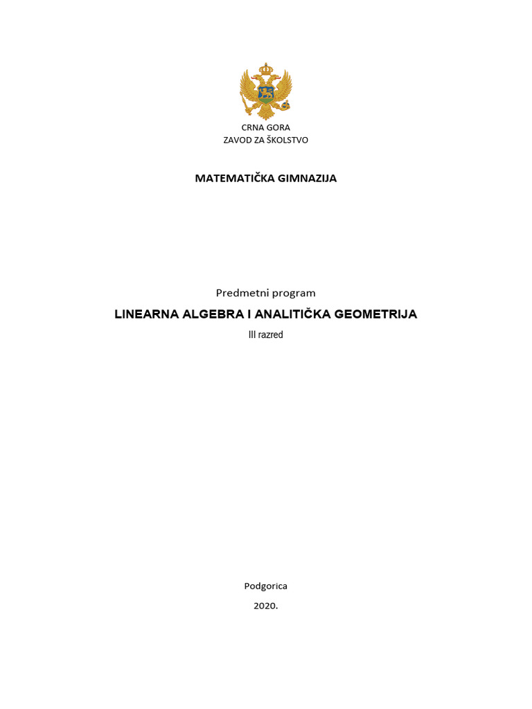 Linearna Algebra I Analiticka Geometrija | PDF