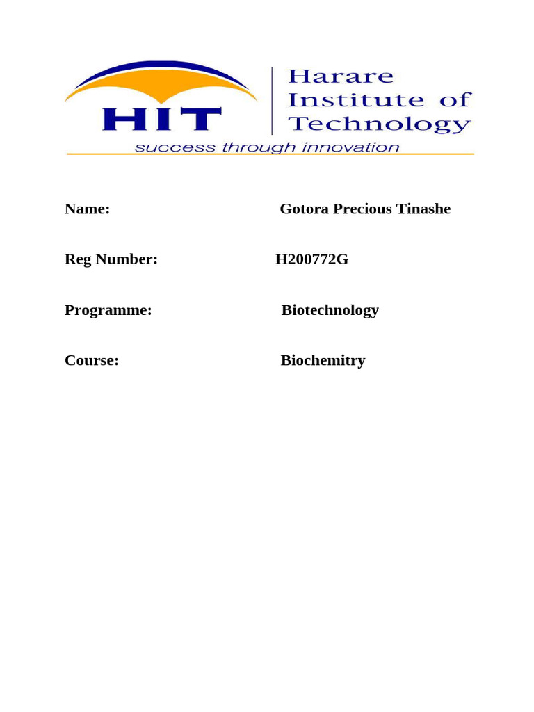 Biochemistry Ass 1 | PDF