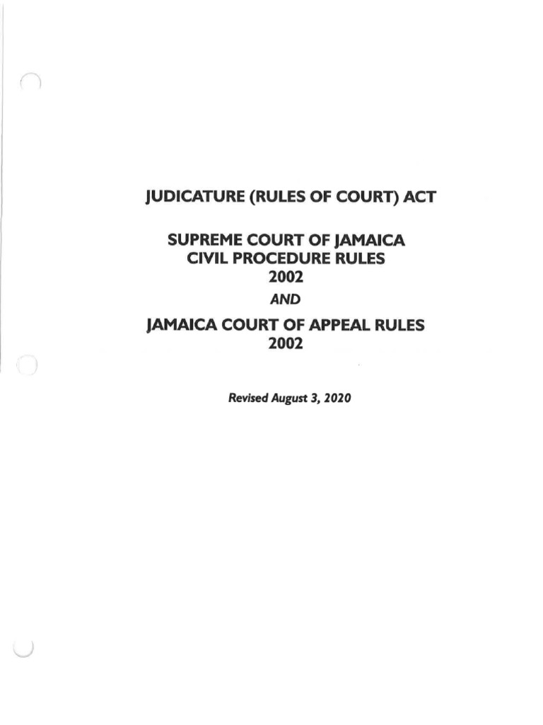 Judicature (Rules of Court) Act Supreme Court of Jamiaca Civil ...