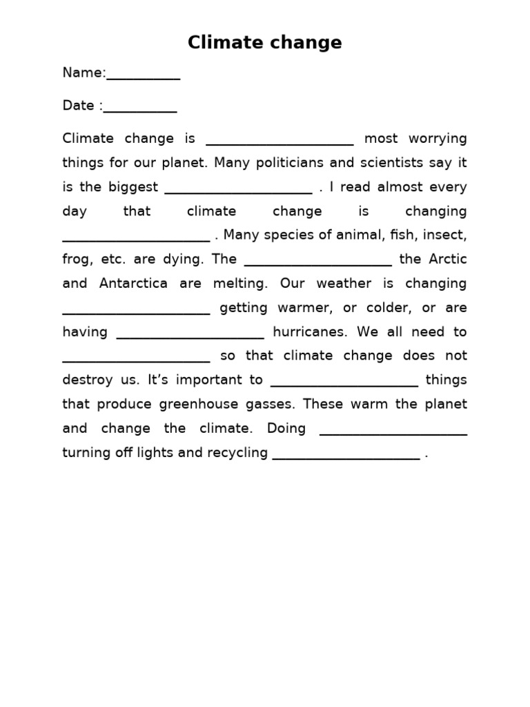 Climate Change Listening Worksheet | PDF