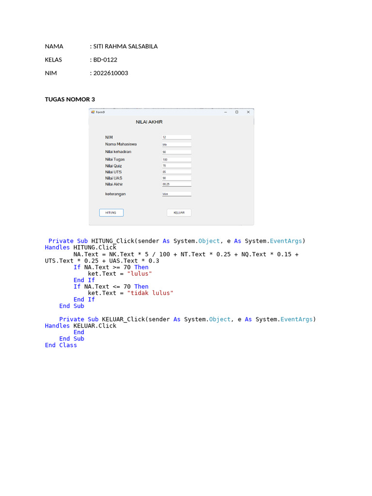 Algoritma - Siti Rahma Salsabila - TGS | PDF