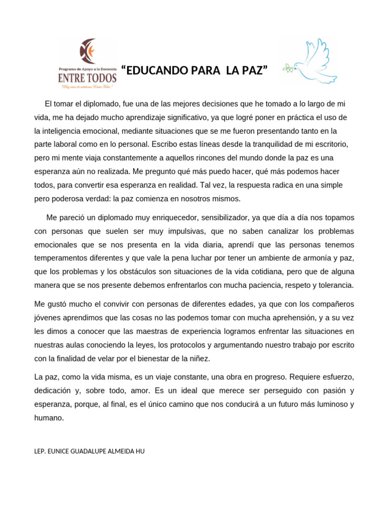Educando Para La Paz Pdf
