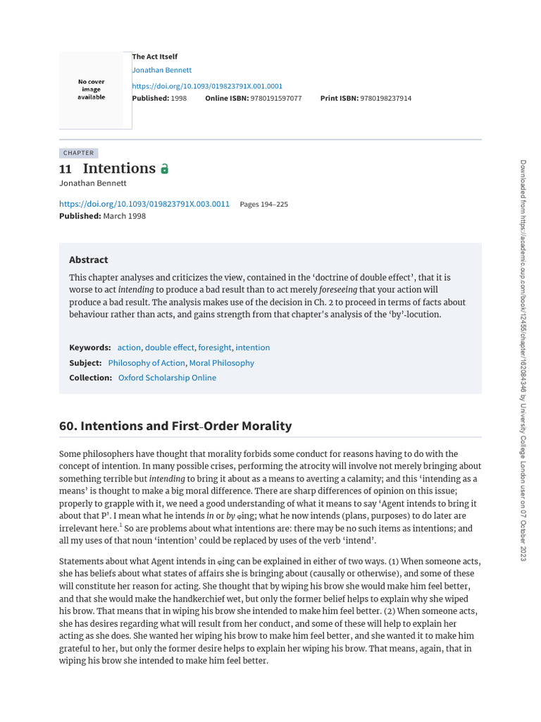 Bennett Intentions | PDF