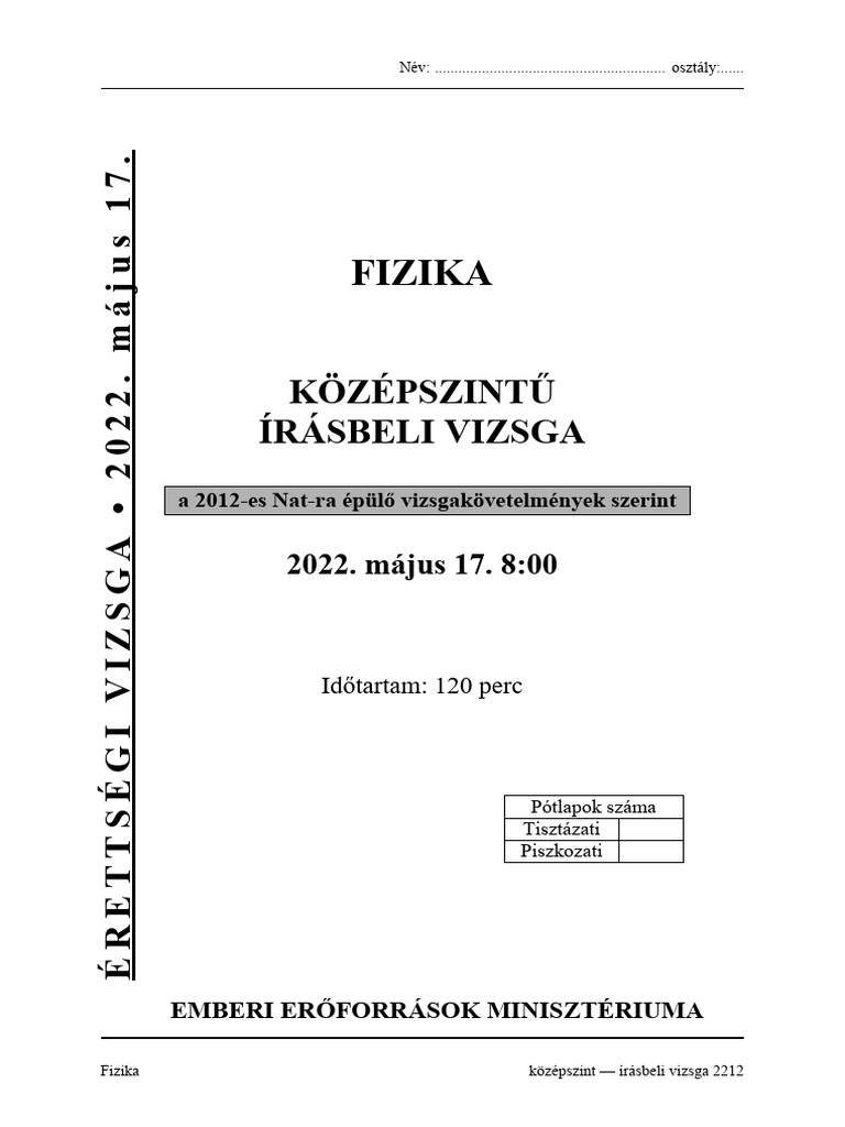 2022 Közép Fizika | PDF
