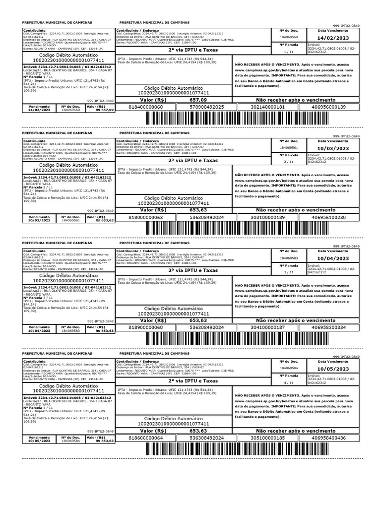 Boleto Iptu 2023 | PDF