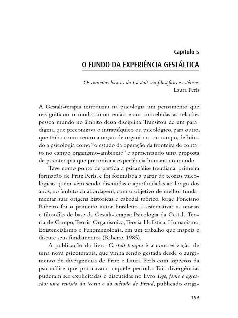 Cap. 5 - A Poética Da Experiência: Gestalt-Terapia, Fenomenologia e ...