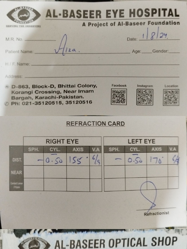 Aiza Eye Checkup Receipt | PDF