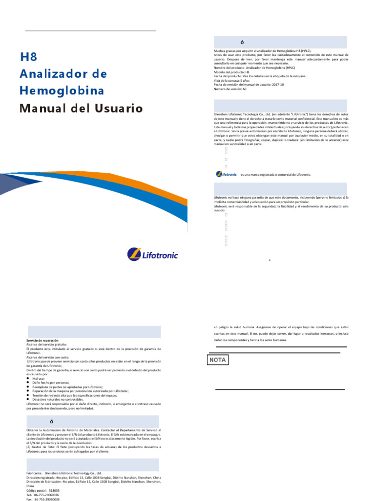 Manual Del Usuario H8-LIFOTRONIC | PDF
