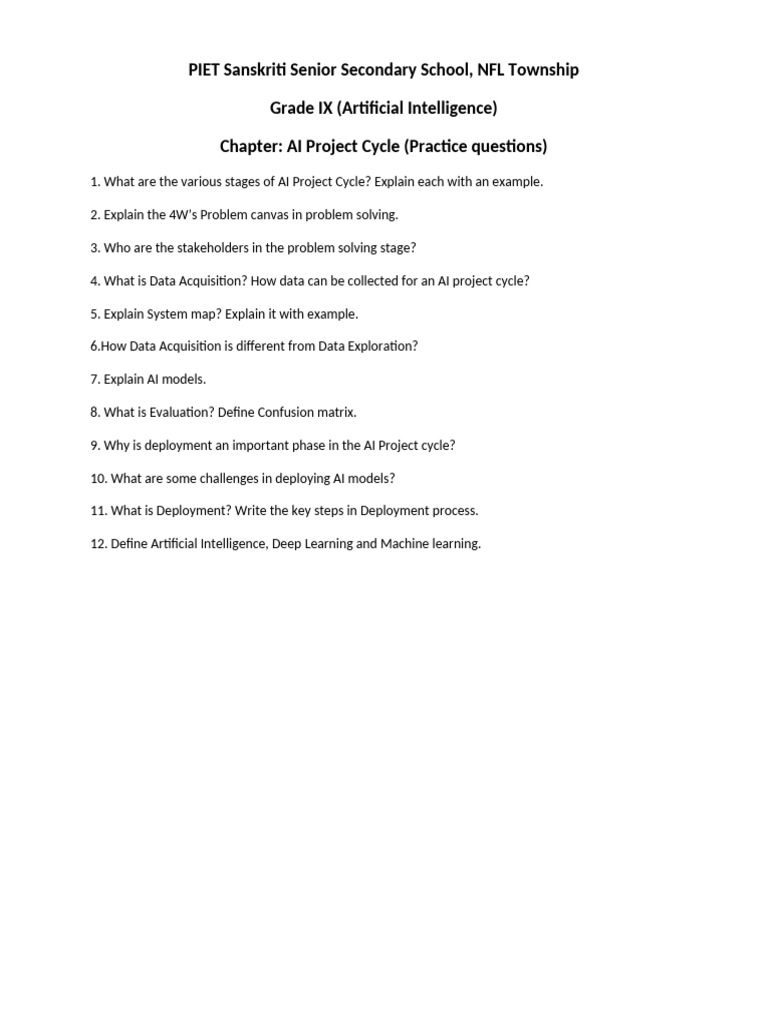 Class 9 AI Project Cycle | PDF