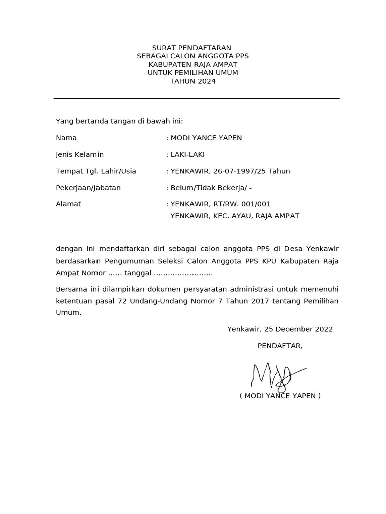 MODI Surat Pendaftaran | PDF