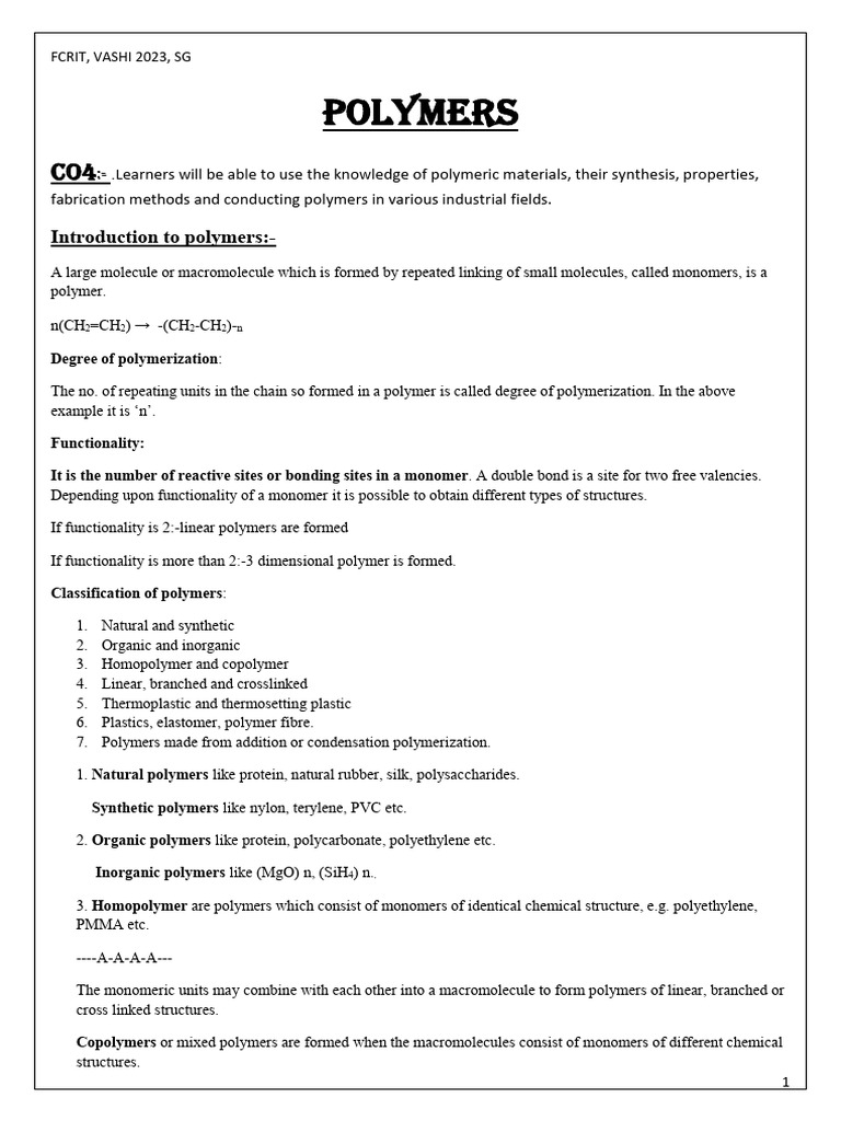 Module-5 Polymers | PDF