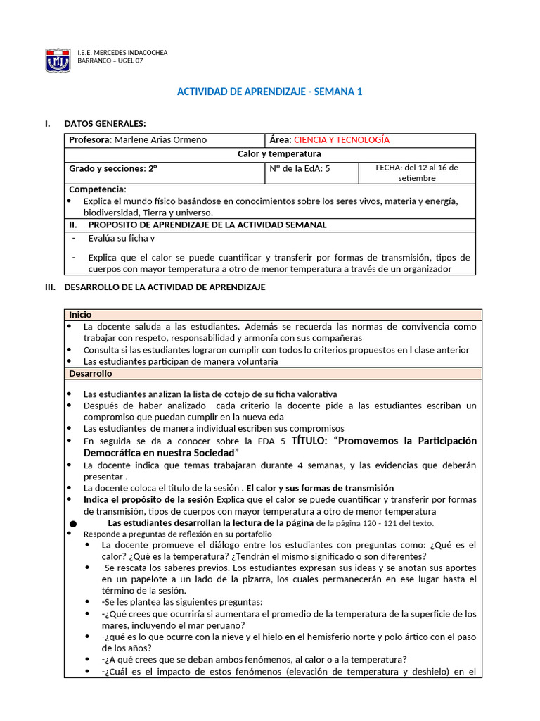 sesión SEM - 01 de 2do - eda 5 | PDF