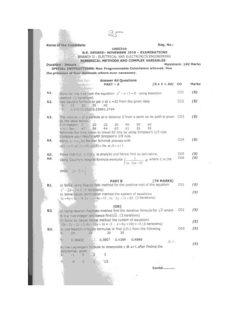 Numerical Methods and Complex Variables | PDF