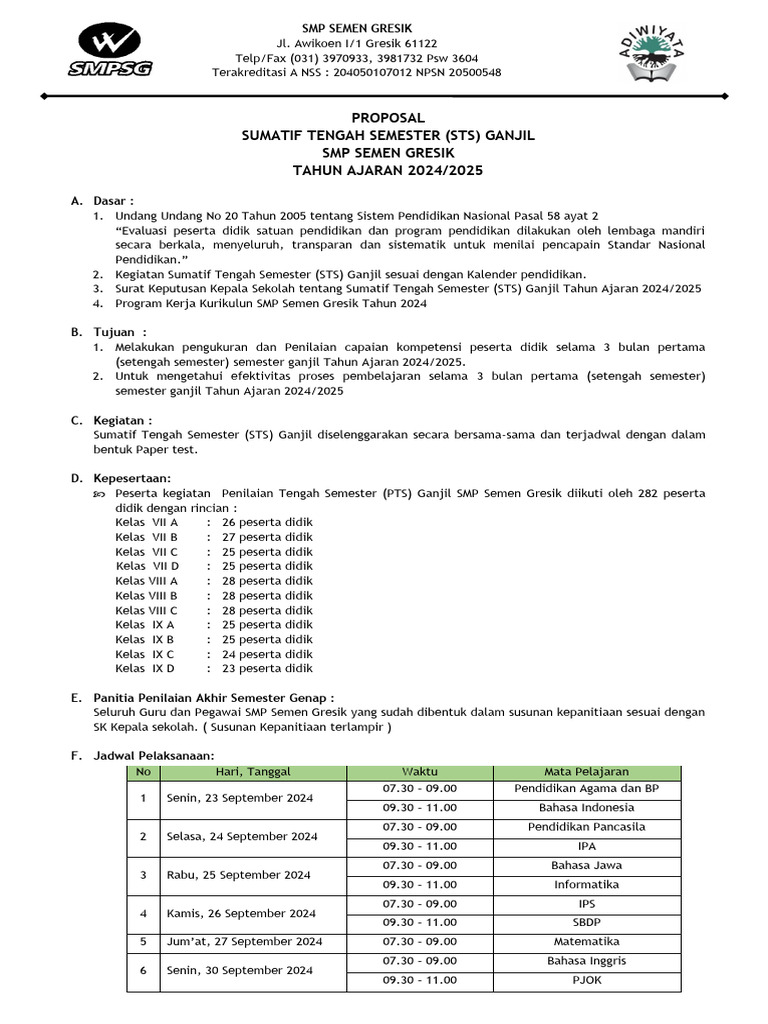 PROPOSAL STS GANJIL 2024 | PDF