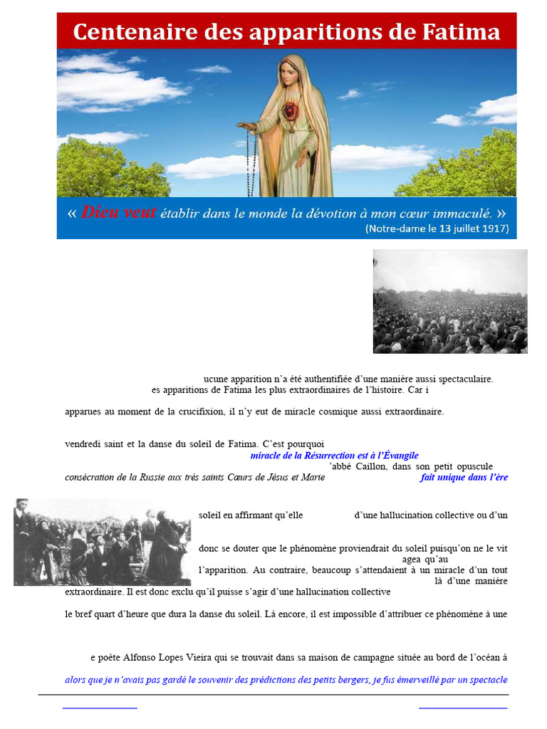 Miracle de la danse du soleil à Fatima | PDF