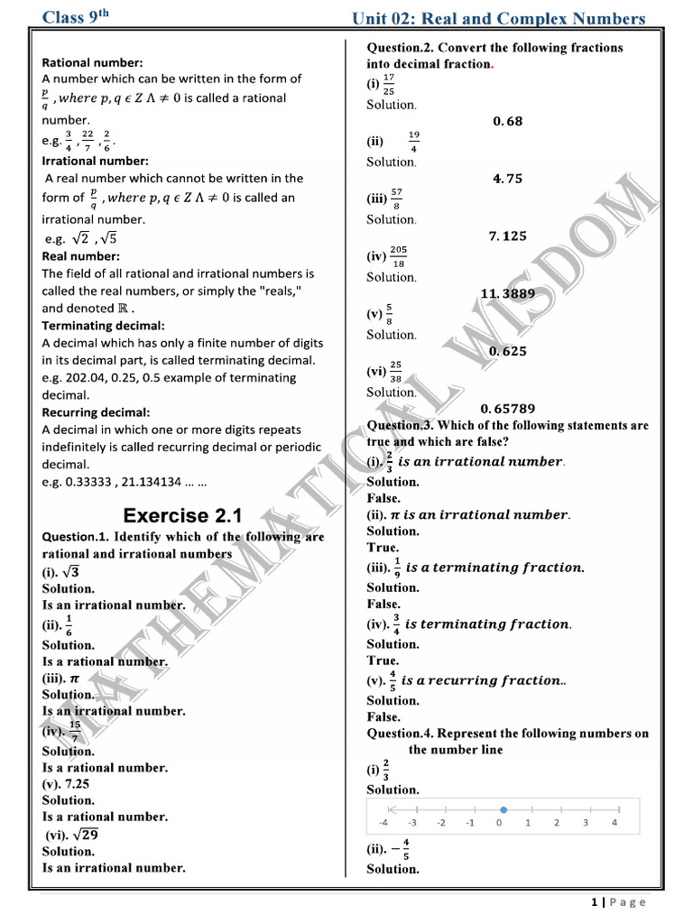 9th Mathematics Chap # 2 | PDF