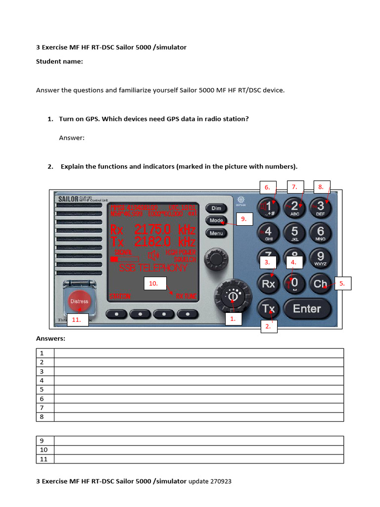 3 Exercise MF HF RT-DSC Sailor 5000 Simulator | PDF