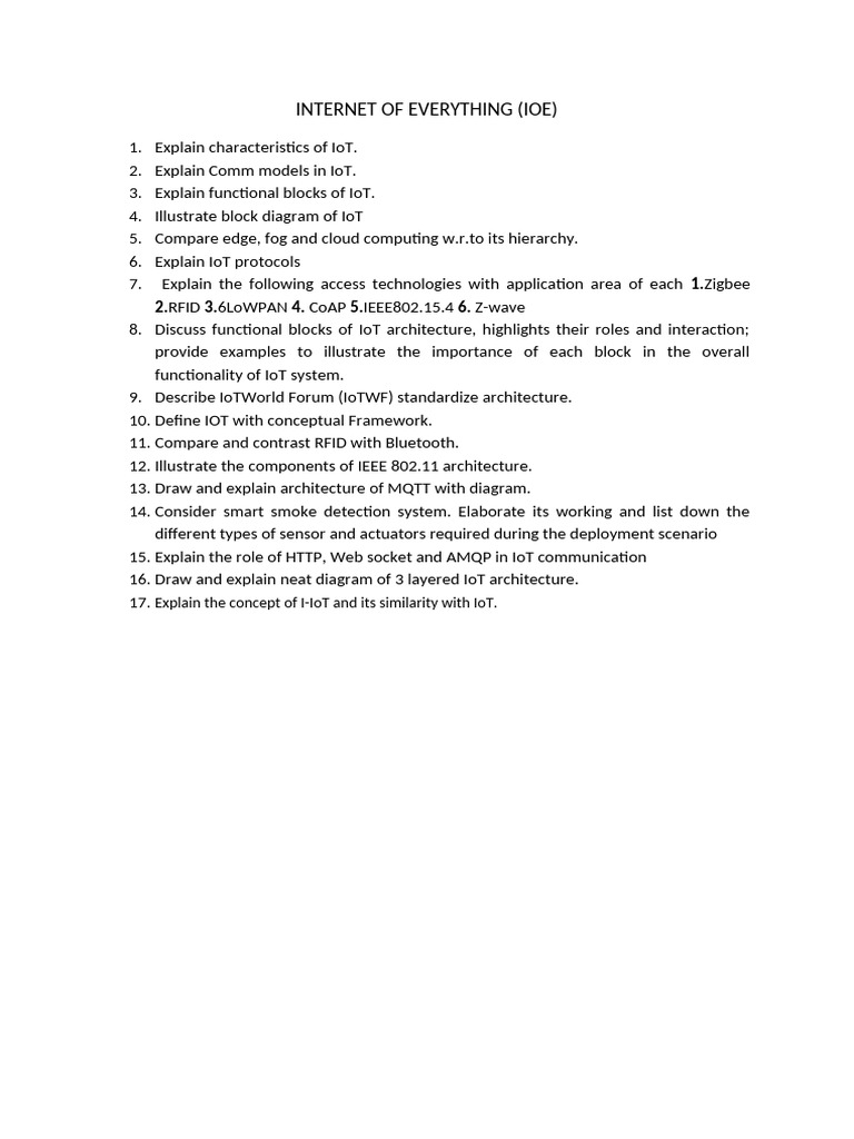 IoT Question FINAL | PDF