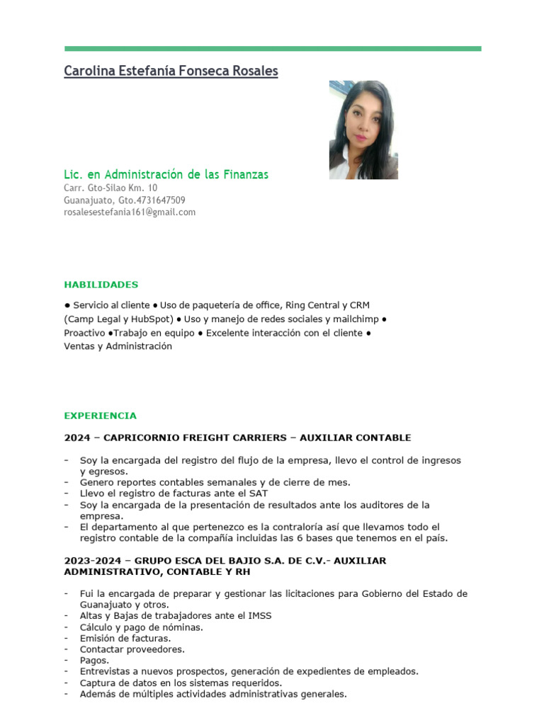 Currículum Carolina - CF | PDF