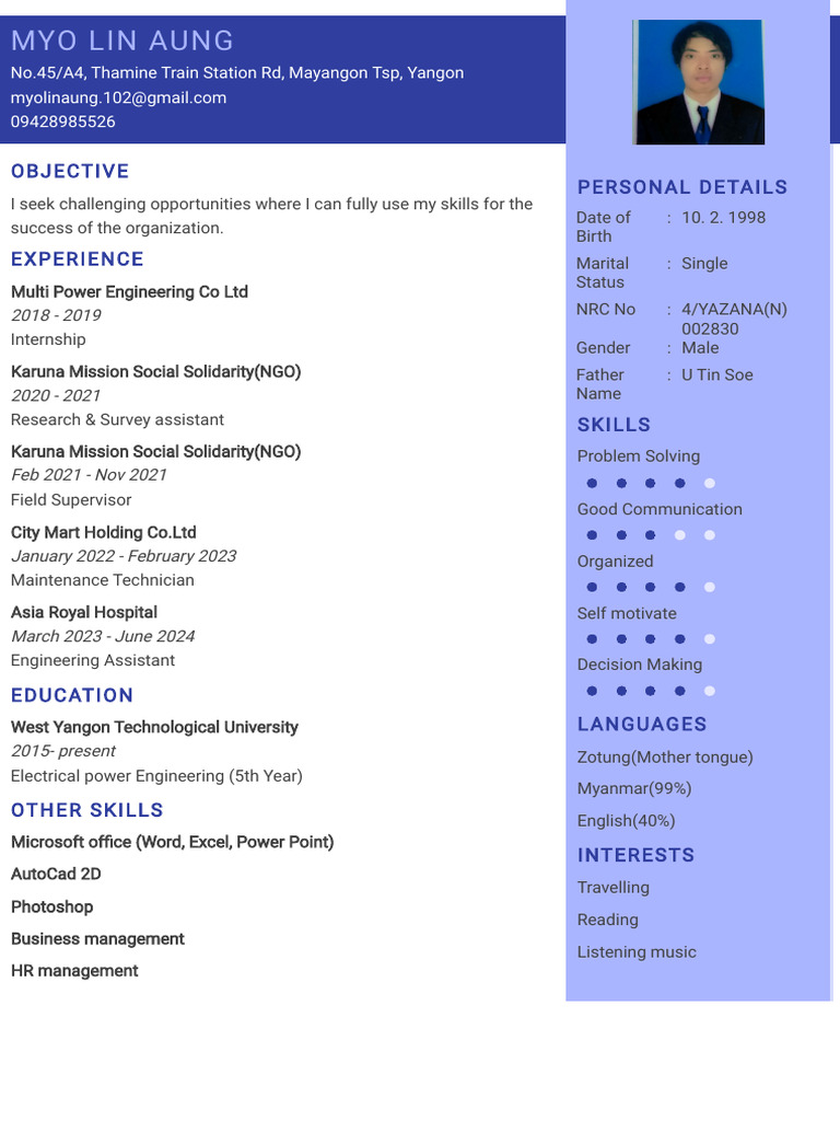 CV - Myo Lin Aung | PDF