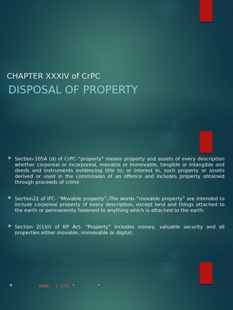 CHAPTER XXXIV of CRPC 451-459 | PDF | Justice | Crime & Violence