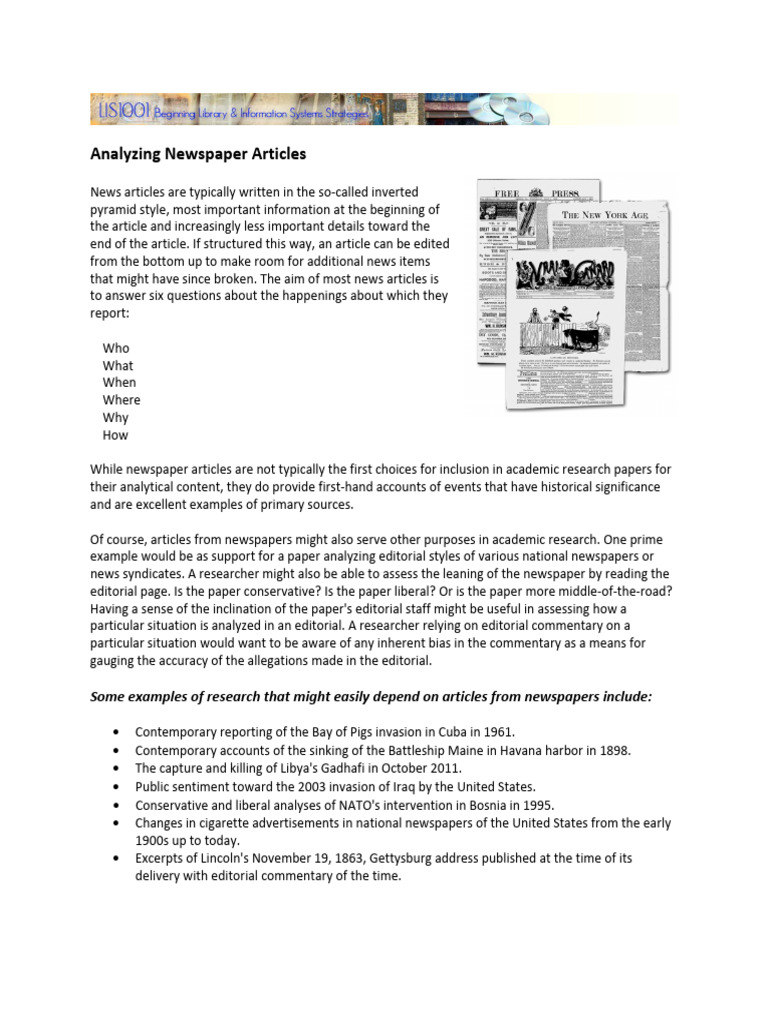Analyzing Newspaper Articles | PDF