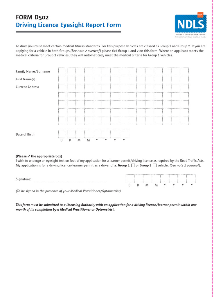 Eyesight Report D 502 Form | PDF