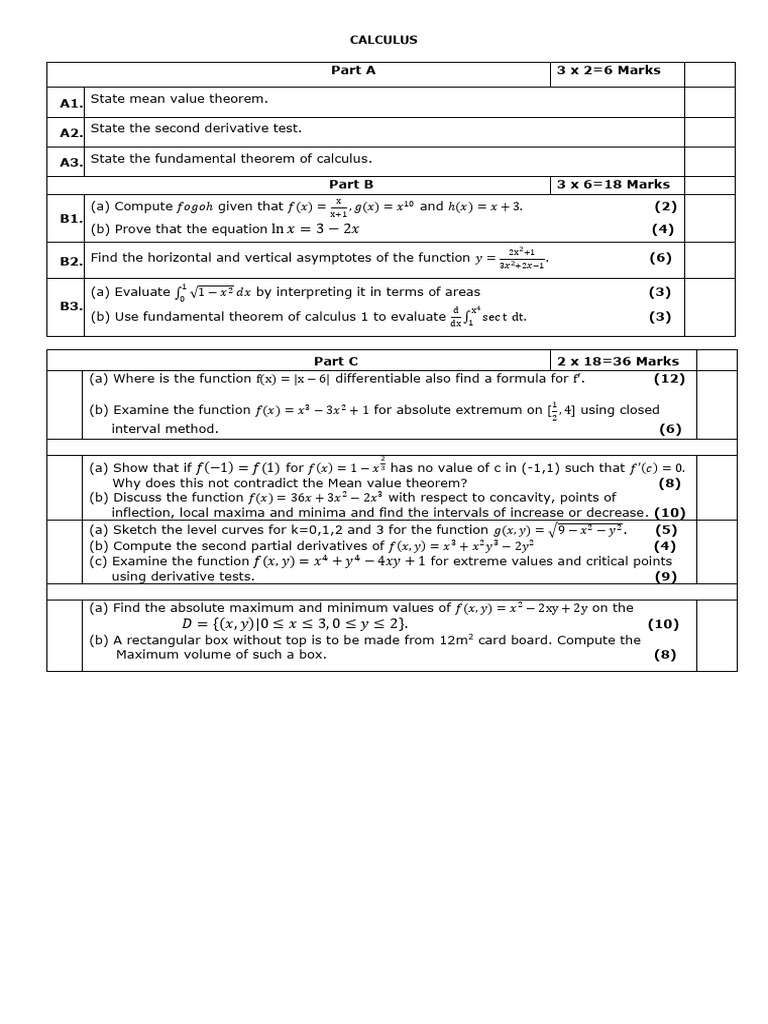 Calculus paper | PDF