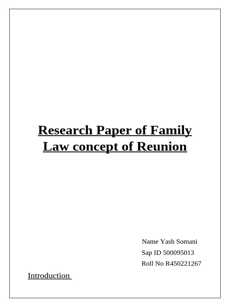 Research Paper of Family Law Concept of Reunion | PDF