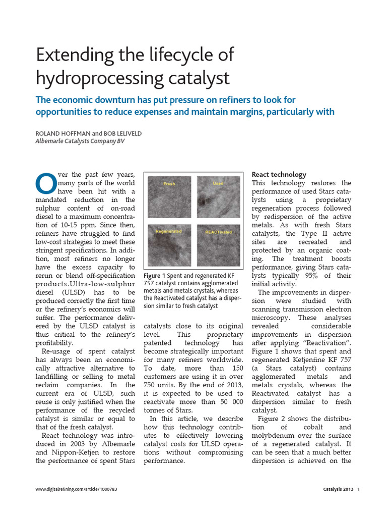 Extending Lifecycle of Hydroprocessing Catalyst | PDF