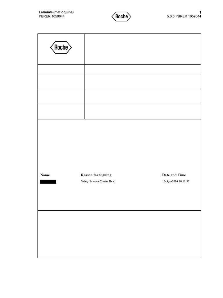 Sample+PBRER Lariam+ (Mefloquine) | PDF
