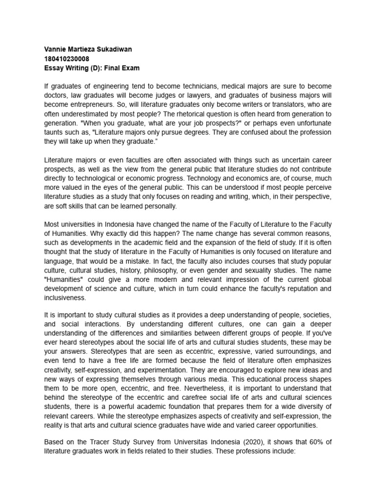 Final Exam Essay | PDF