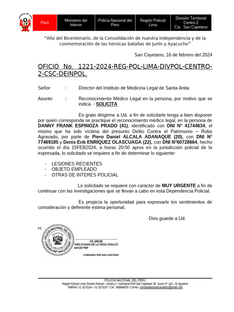 Oficio RML Agraviado | PDF