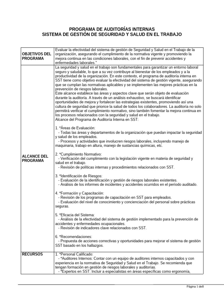 Programa de Auditoria | PDF