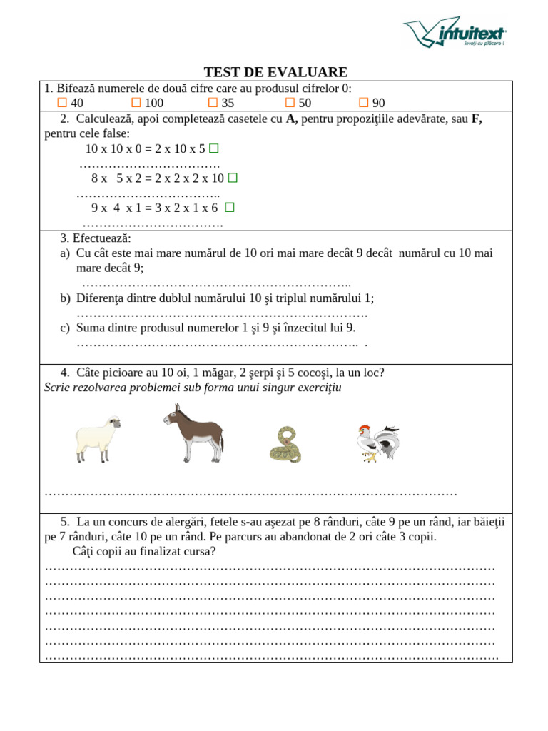 Test-Cazuri Speciale de Inmultire | PDF