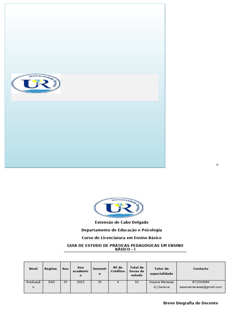 Guia de Estudo Praticas Pedagogicas Ensino Basico -I | PDF