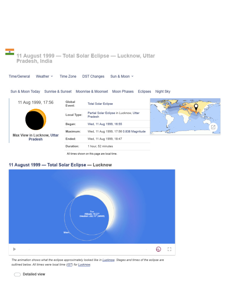 Eclipse in Lucknow (Solar 1990-1999) | PDF