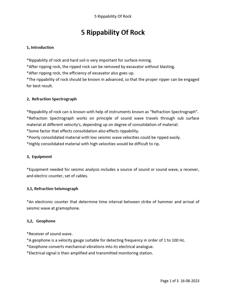 5 Rippability of Rock Student | PDF