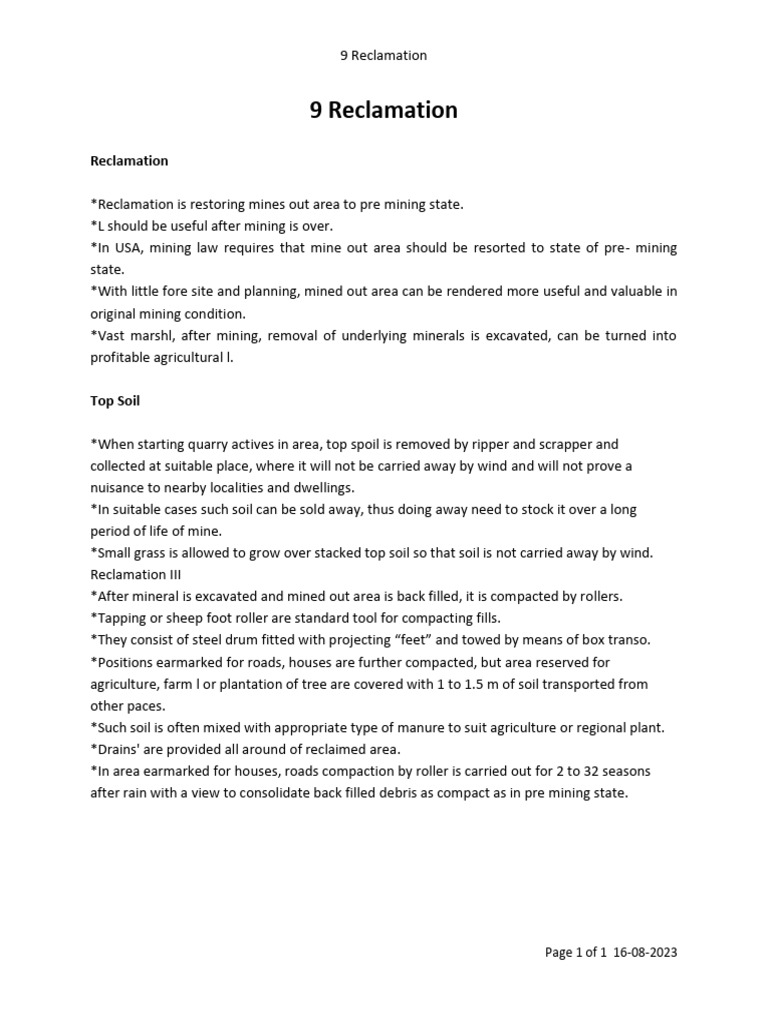 9 Reclamation Student | PDF