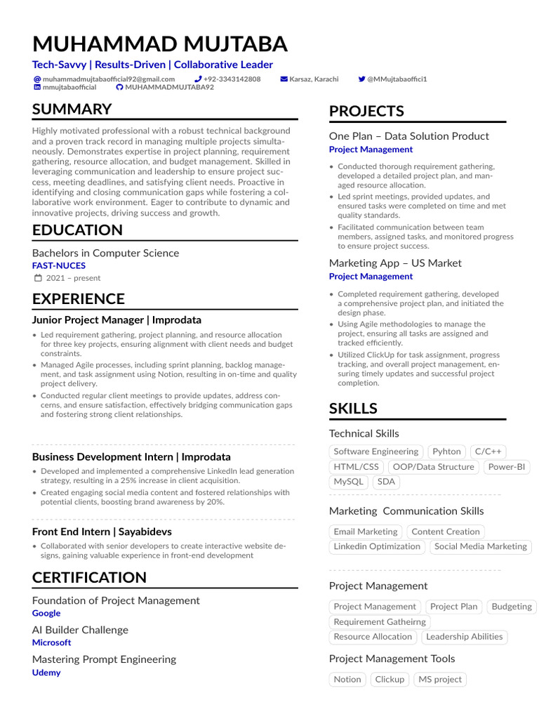 Muhammad Mujtaba: Projects | PDF