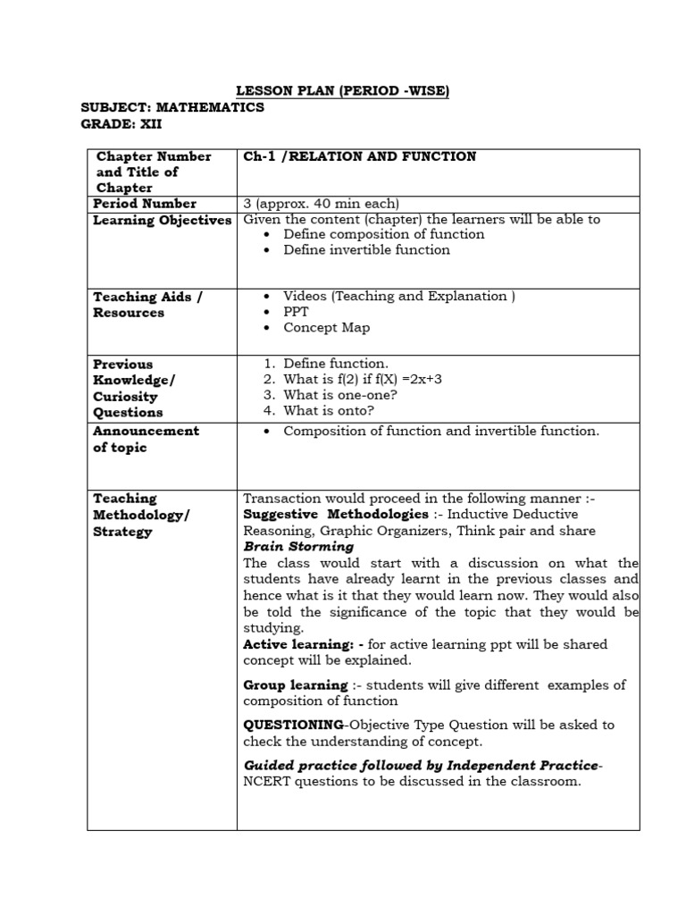 Chapter 1 - Relations and Functions | PDF | Function (Mathematics ...