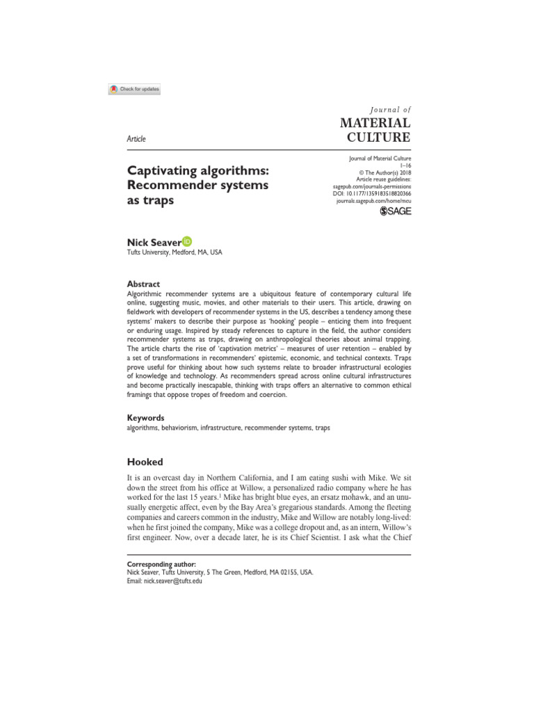 Nick Seaver Journal of Material Culture | PDF