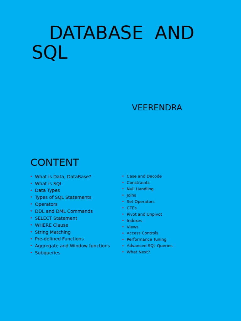 Database and SQL All Slides | PDF