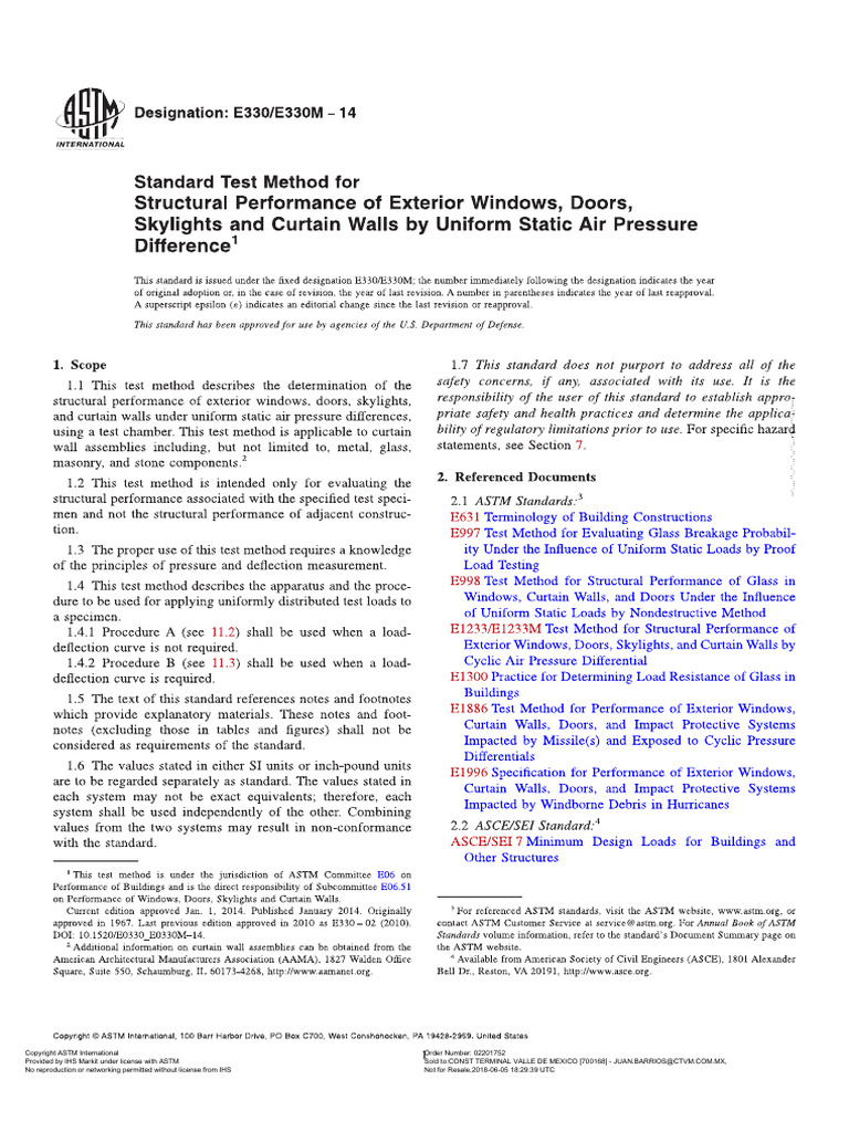 ASTM E 330-14 | PDF