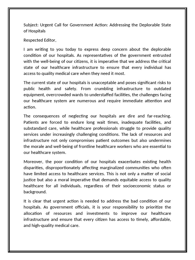 Bad Condition of Hospitals | PDF